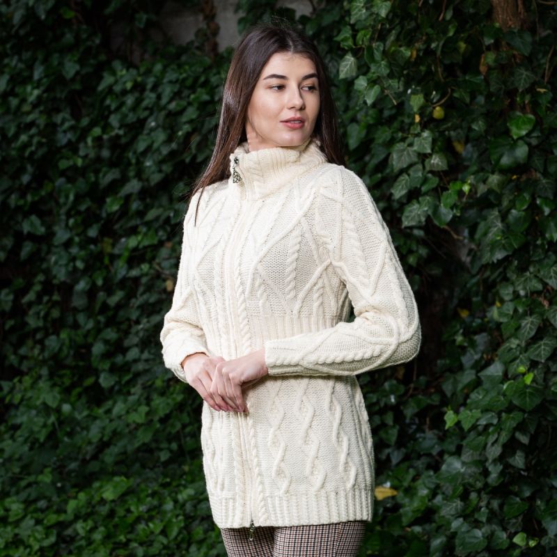 Cable Cardigan with Zipper - cozy front-zip knit