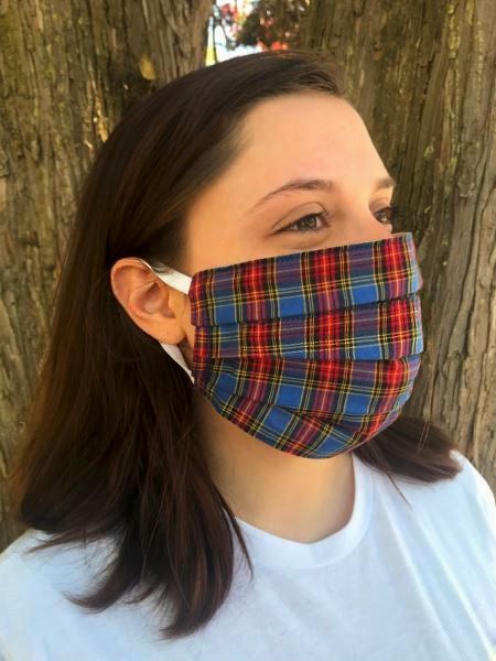 Tartan Pleated Double-Layered Washable Face Mask
